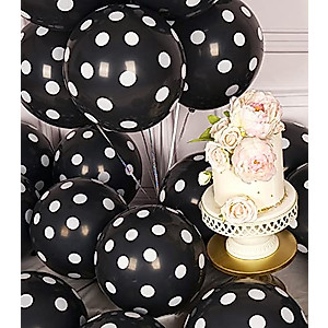 SULALABOO 63PCS Black Polka Dot Balloons 12 Inch Latex Helium Round Party Balloons Kit for Birthday Party Decorations