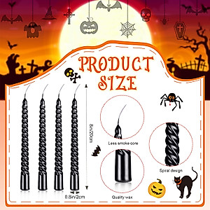 BBTO 12 Pcs Christmas Advent Spiral Candle Unscented Metallic Taper Candles Dripless Twist Candles Metallic Dinner Birthday Candle for Home Birthday Wedding Party Holiday Decor(8 Inch,Black)