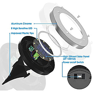 DOSYU Solar Ground Lights, 12 Pack 8 LED Solar Disk Lights Outdoor in-Ground Garden Lights, Waterproof Landscape Lights for Lawn Pathway Yard Deck Patio Walkway, Cold White