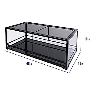 Carolina Custom Cages Tempered Glass Terrarium for Lizard, Extra-Long, 48Lx18Dx18H, Easy Assembly