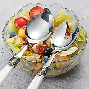CATHYLIN Salad Servers Stainless Steel Salad Serving Set Salad Fork and Spoon