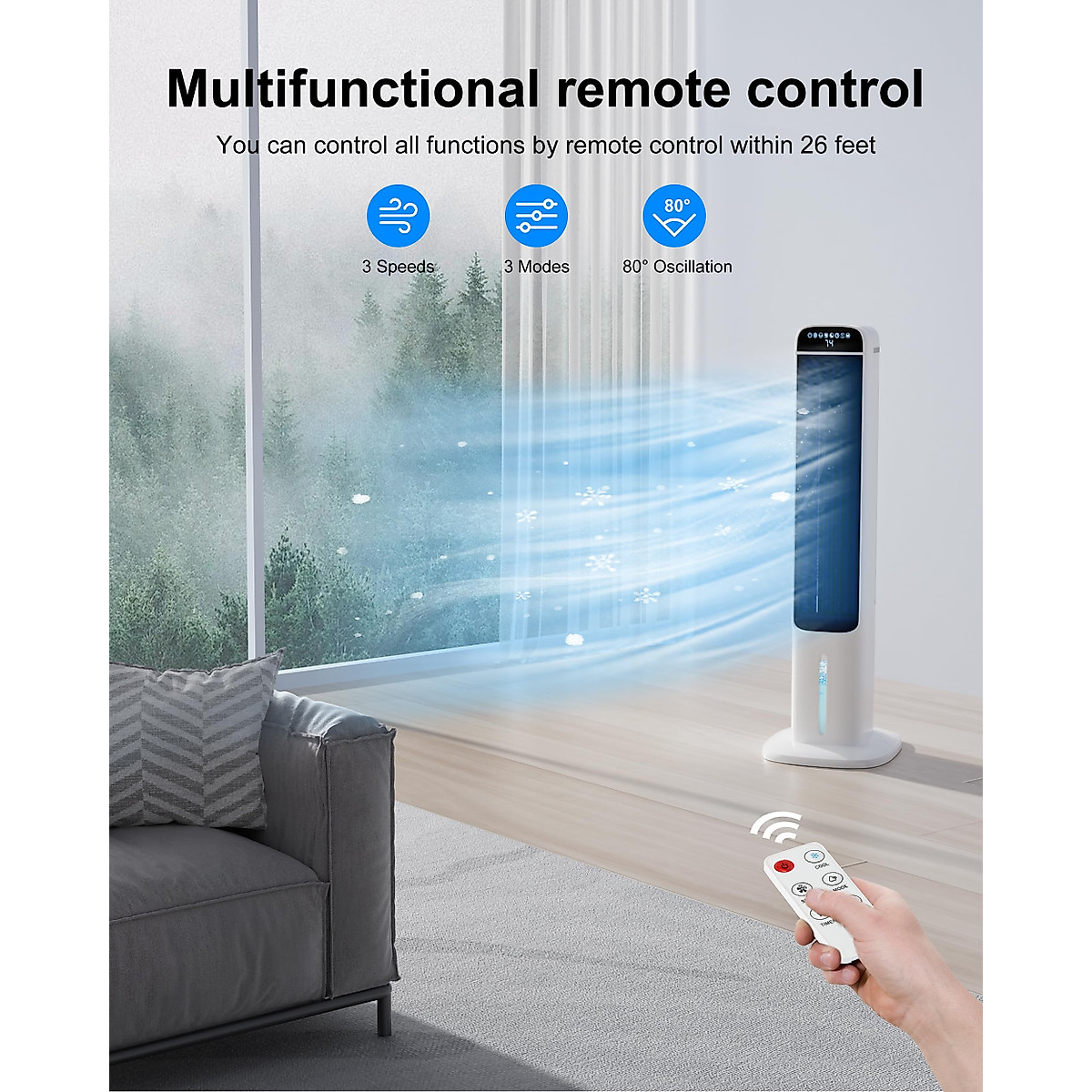 Uthfy Tower Fan for Bedroom,Fans that Blow Cold Air,41"Evaporative Air Cooler Swamp Cooler with 4L Tank & 4 Ice Packs,Oscillating Fan with Remote Control,Quiet Floor Standing Fan for Room