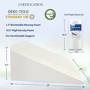 Forias Wedge Pillows 12" Bed Wedge Pillow for Sleeping Acid Reflux After Surgery Triangle Pillow Wedge for Sleeping Gerd Snoring, Air Layer Wedge Cover|Memory Foam Top