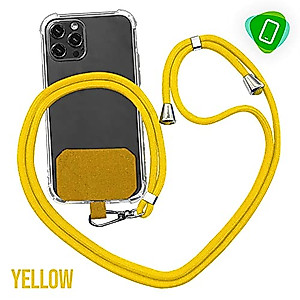 CoGear - Universal Phone Lanyard Patch, Nylon Patch Phone Lanyard, Crossbody Nylon Patch Phone Lanyards (Yellow, 1 Pcs)