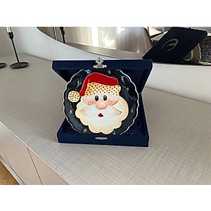 Anka Handcrafts - Christmas Home Decors – Tonton Santa Claus - Handmade & Handpainted Ceramic Plates with Unique Embossed Surface – w Navy Int. Velvet Case – Christmas for Homes 775