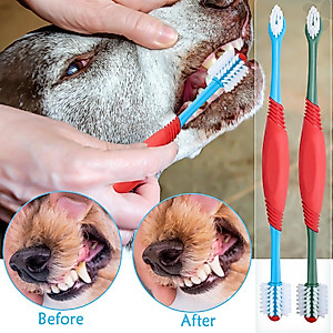 STSAIL 2PCS Dog Toothbrush 360 Degree Dog Tooth Brush, Dual Head Dog Tooth Brushing Kit Non Slip Toothbrush for Dogs and Cat Teeth Clean Pet Toothbrush Dental Care