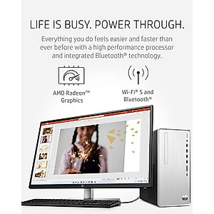HP Pavilion Desktop PC, AMD Ryzen 3 5300G, 4 GB RAM, 256 GB SSD, Windows 11 Home, Wi-Fi 5 & Bluetooth Connectivity, 9 USB Ports, Wired Mouse and Keyboard Combo, Pre-Built Tower (TP01-2032, 2021)