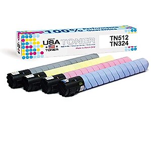 MADE IN USA TONER Compatible Replacement for use in Konica Minolta® bizhub C258, c308, c368, c454, c554, C454e, C554e Universal (TN-324K/C/M/Y, TN-512C/M/Y/K) (Black,Cyan,Yellow,Magenta, 4-Pack)