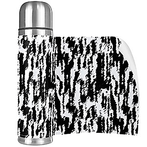 Stainless Steel Leather Vacuum Insulated Mug Zebra Thermos Water Bottle for Hot and Cold Drinks Kids Adults 16 Oz