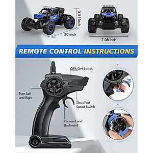 NBPOWER RC Cars for Boys Age 8-12, 1:14 Scale Remote Control Monster Truck, 2WD High Speed 20 Km/h Hobby rc Cars, 2.4GHz All Terrain Toy Trucks with 2 Rechargeable Battery, Outdoor Toy for Boys