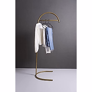 VEGAINDOOR Half Moon Metal Clothes Rack Strong Garment Rack, Industrial Clothing Rack,Heavy Duty Clothes Rack,Portable Clothing Rack Hanging Clothes Rack for Small Spaces and Rooms Gold