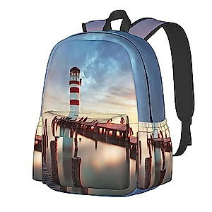 EVANEM Rainbows Lighthouse Printed Unisex Backpack Ergonomic Laptop Backpack Computer Bag Lightweight Casual Daypack Sport Laptop Backpack