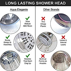 6 Function Adjustable Luxury Shower Head - High Pressure Boosting, Wall Mount, Bathroom Showerhead For Low Flow Showers, 2.5 GPM - Chrome