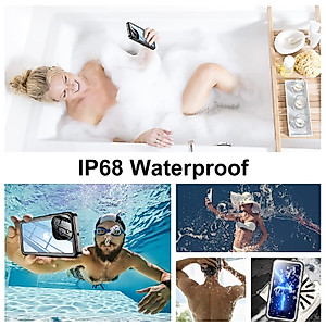 Temdan [Real 360 for iPhone 13 Pro Max Case Waterproof, Built-in 9H Tempered Glass Camera Lens & Screen Protection [13FTMilitary Dropproof][Full-Body Shockproof][IP68 Underwater] Phone Case White