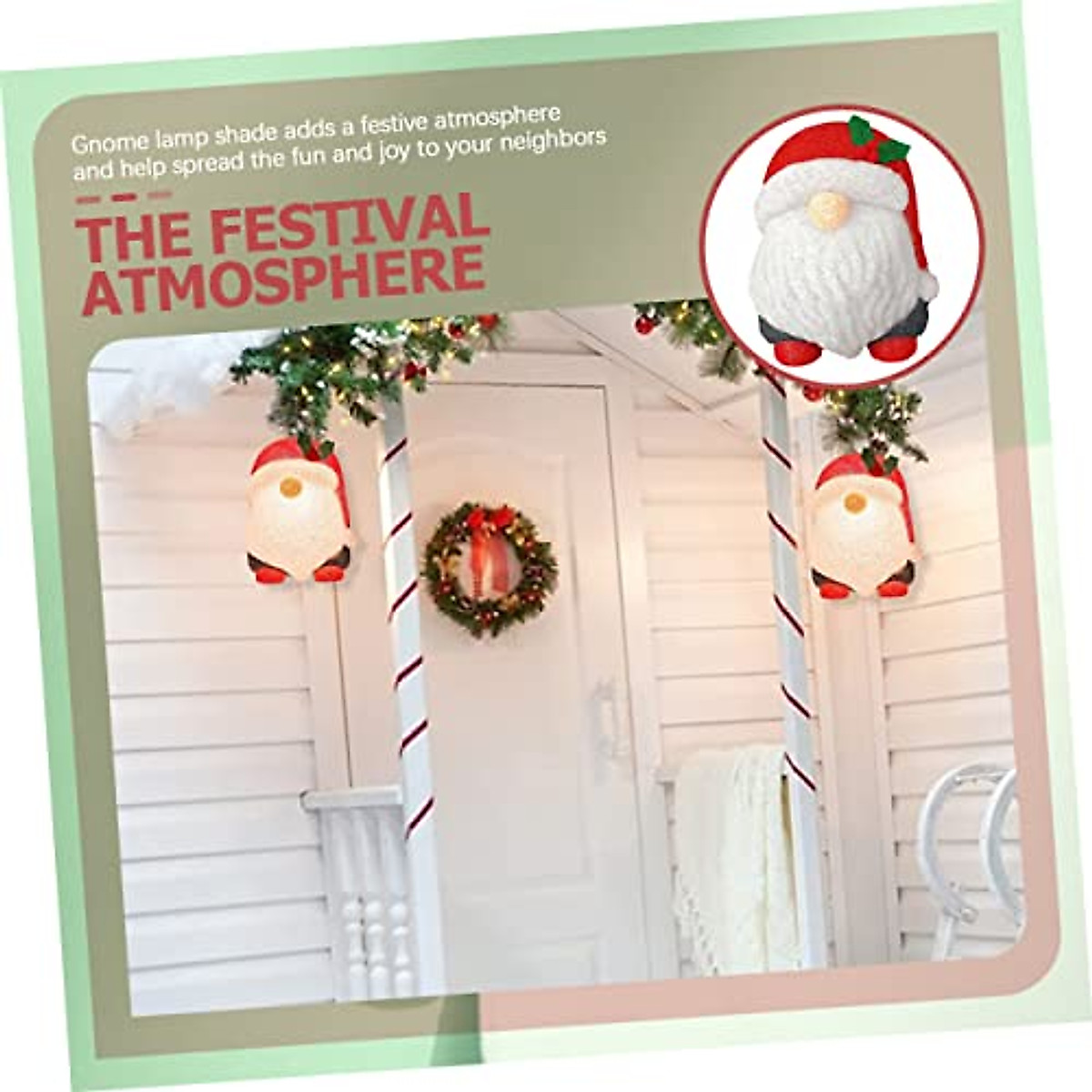 GANAZONO Christmas Lamp Shade Outdoor Light Covers Santa Lampsahde Christmas Porch Light Covers Porch Shades Christmas Ornaments Light Covers for Light Fixtures Holiday Lights Wall Eva