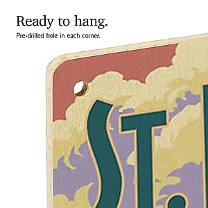 Lantern Press 6x9 Inch Wood Sign, Ready to Hang Wall Decor, St Petersburg, Florida, Pier and Sunset