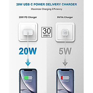 iPhone 11 12 13 Fast Charger【Apple MFi Certified】20W USB C Wall Charger Quick Charging PD Adapter with 6FT Type-C to Charging Cable Compatible with iPhone 13/12/11 Pro Max/Pro/Mini/iPad/AirPods/XR/XS