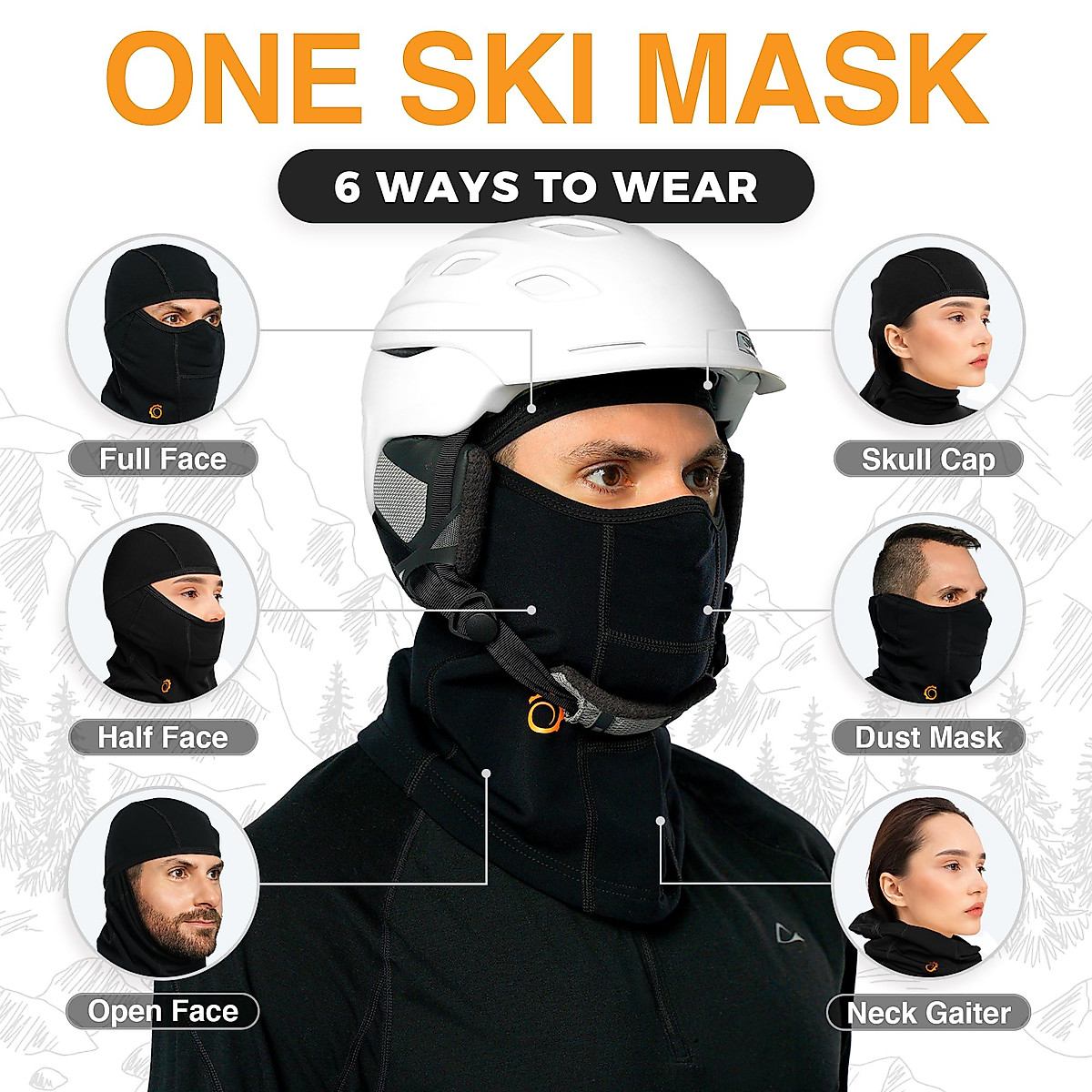 GearTOP Warm Balaclava Face Mask for Men and Women Baklava Masks for Men Winter Face Covering for Men Face Mask Ski Balaclava Ski Mask for Skiing, Snowboarding, Motorcycle, Snowmobile Black