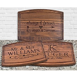 Personalized Charcuterie Board Custom Mr Mrs Cutting Board Arched Wood Engraved Walnut Cutting Board