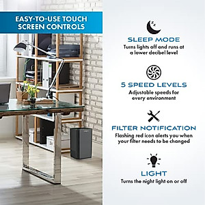 Safe-Mate Air Purifiers Covers 210 SQFT [19.5M2] [True H13 HEPA Filter] [3 in 1 Filtration] Air Purifier with Touchscreen Control & Sleep Mode - Remove 99.97% Allergens, Odors, Smoke, Dust - Black