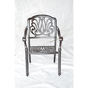 Elizabeth Outdoor Patio 9pc Dining Set 44" X 84" Cast Aluminum, Walnut Cushions