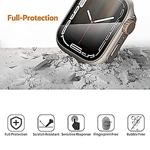 AHNHSKY Protective Case with Tempered Glass Screen Protector Compatible with Apple Watch Series SE 6 5 4 44mm, Ultra Style Slim Scratch Resistant Rugged Hard PC Cover Bumper for iWatch 44 mm
