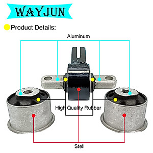 WayJun 52114354AA+52089516AB Front Differential Mount Set (1 Front Axle Mount + 2 Front Axle Bushing) Compatible for 2005-2010 Grand Cherokee Commander
