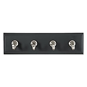 Command 3M Hom18ses Decorative Key Rail, 8W X 1 1/2D X 2 1/8H, Black/Silver, 4 Hooks/Pack