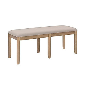 Linon Greywash with Grey Linen Upholstered Seat Includes Table Four Chairs Bench Carter Six Piece Dining Set