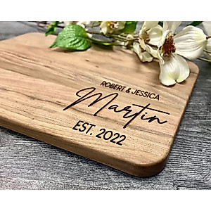 Engraved Cutting Board with Handle, Newly Wed Gifts, Charcuterie Board Personalized Serving Board Personalized Cheese Board Engagement Gifts