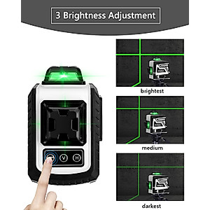 OMMO Laser Level, 8 Lines Green Laser Level Self Leveling Tool, 2 x 360° Green Cross Lines Laser Beams, 150 ft Laser Level with One Horizontal and One Vertical Line for Construction Picture Hanging