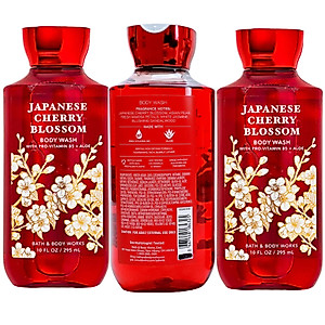 Japanese Cherry Blossom Shower Gel Body Wash - Set of THREE (3) bottles (10 oz ea) -- Bath & Body Works Signature Collection