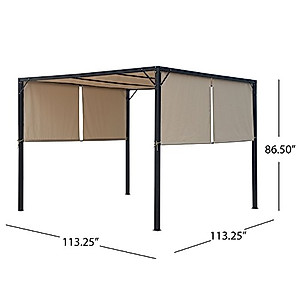 Christopher Knight Home Wendy Outdoor Steel Framed 10' Gazebo, Beige/Black