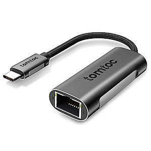 tomtoc USB-C 3.0 to Ethernet Adapter, Thunderbolt 3/Type-C to RJ45 Gigabit Ethernet LAN Network Adapter Portable 1000Mbps Hub for USB-C Enabled MacBook Pro, MacBook Air, Dell XPS, iMac, iPad Air 4/Pro