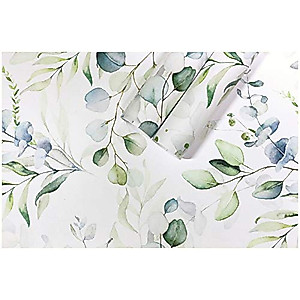 HAOKHOME 93042 Peel and Stick Wallpaper Green/White Eucalyptus Leaf Floral Wall Mural Home Nursery Boho Decor 17.7in x 9.8ft