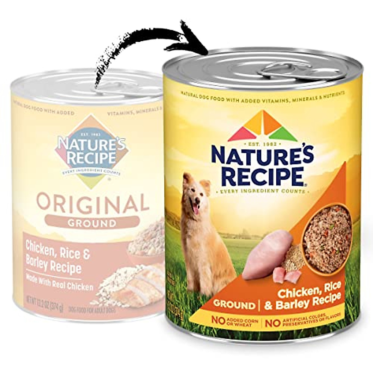 Nature's Recipe Wet Dog Food, Chicken, Rice & Barley Recipe Ground Formula, 13.2 Ounce Can (Pack of 12)