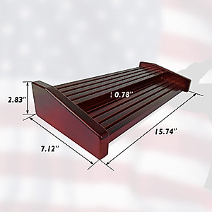 ASmileIndeep 8 Rows Military Challenge Coin Display Stand - Holds 60-70 Coins, Solid Wood Army Police Coin Rack Display Holder for Desktop, Mahogany