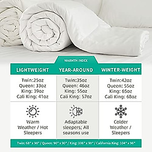 APSMILE All Season Goose Feather Down Comforter Full/Queen Size - Ultra-Soft 750 Fill-Power Hotel Collection Duvet Insert Fluffy Medium Warm Quilt Comforter with Corner Tabs(90x90, White)