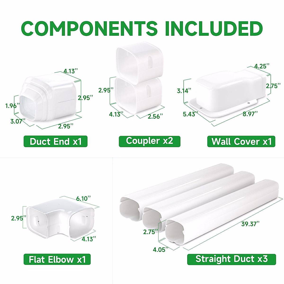 Cestluck 4'' 11 Ft Mini Split Line Set Cover, PVC & PP Line Cover Set Universal for Mini Split AC & Central AC