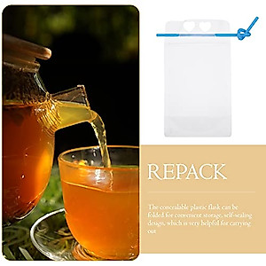 UPKOCH Clear Drink Pouches Bags Smoothie Bags Reclosable Zipper Heavy Duty Hand- held Translucent Stand- up Plastic Pouches Bags Drinking Bags Bottom Gusset with 100pcs Straws