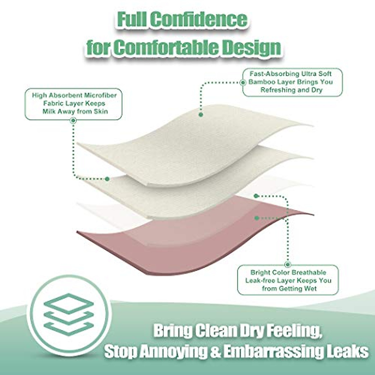 wegreeco Bamboo Nursing Breast Pads (14 Pack) + Laundry Bag & Travel Storage Bag, 4.7 inch Option - Washable & Reusable Breastfeeding Nursing Pads (Mild, Large)