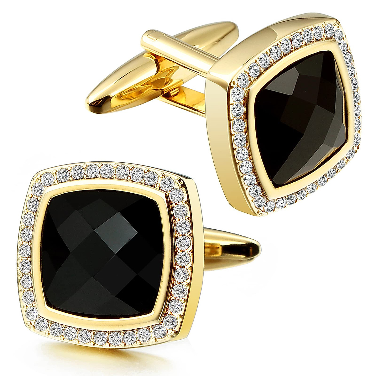 HAWSON Cufflinks for men, Gold Diamond Crystal Cufflinks for Groom Husband Personalized Gifts, Mens Formal Wedding Business Cufflinks, Luxurious Gorgeous Cuff links French Shirt Accessories