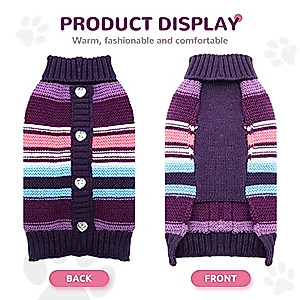 AXIIJGL Dog Sweater Pet Cat Winter Knitwear Warm Clothes Striped Dog Hoodie Sweatshirt for Small Medium Dogs(XL)