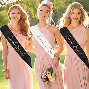 7-Pack Bride Sash Set - Bride to Be Bridesmaids Bachelorette Party Sash Accessories Bridal Shower Decorations Bachelorette Outfit for Bride（White and Black)