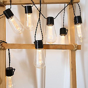 Edearkar LED Outdoor Camping Light Bulb 8.2 Feet 10 Lights Warm White Battery Powered Retro Bulb Light String Christmas Courtyard Holiday Decoration Lights, Pack of 1