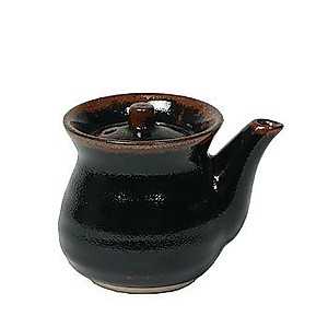 8 oz. Tenmoku Black and Brown Soy Pot by MIYA