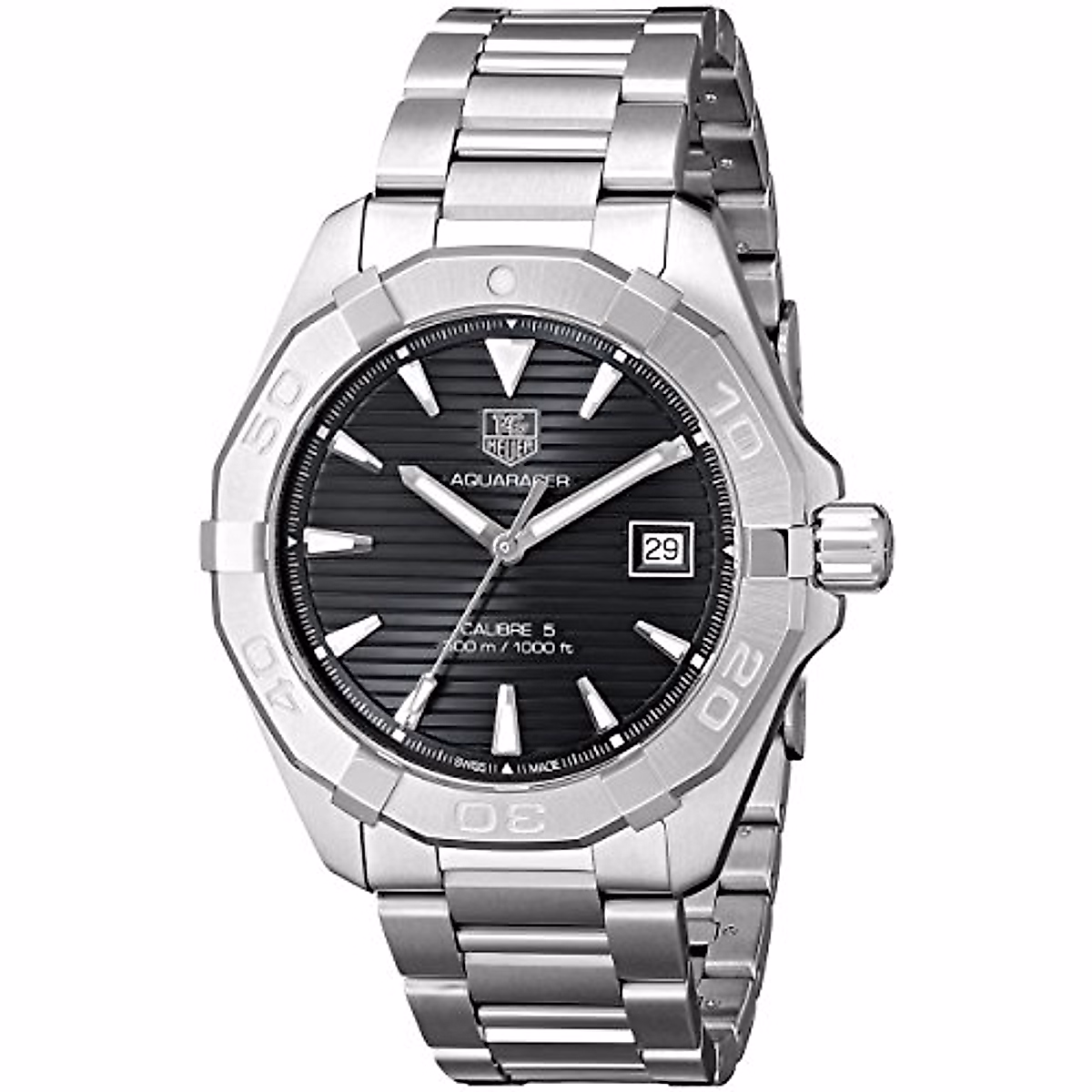 TAG Heuer Men's WAY2110.BA0910 300 Aquaracer Analog Display Swiss Automatic Silver Watch