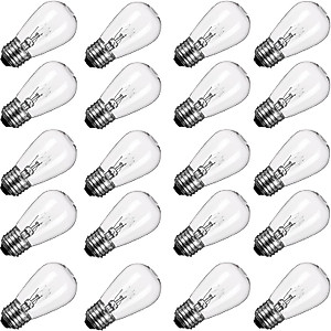 Minetom 20Pack S14 Replacement Light Bulbs - 11 Watt Warm Incandescent Edison Light Bulbs with E26 Medium Base for Commercial Grade Outdoor Patio String Lights