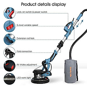 Drywall Sander，Handife 800W Electric Foldable Wall Sander