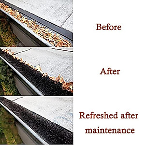 Roof Gutter Anti Blocking Brush to Prevent Fallen Leaves from Clogging The Gutter, Bentable and Reusable,Tiameter 4.5inch, Length 16ft
